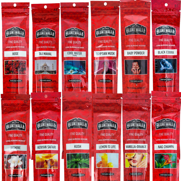Assorted Incense 10 Packs AromaBlu Hand Dipped 11" Sticks