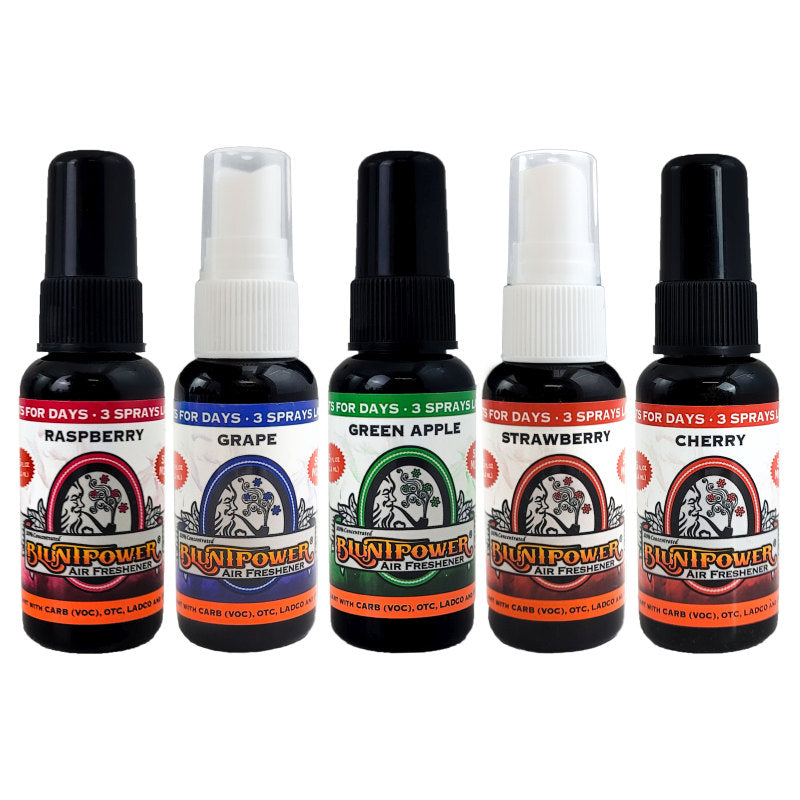Blunt Power Spray 1.5 OZ Air Fresheners 5-PACK SAMPLER #5 "Fruit Blast