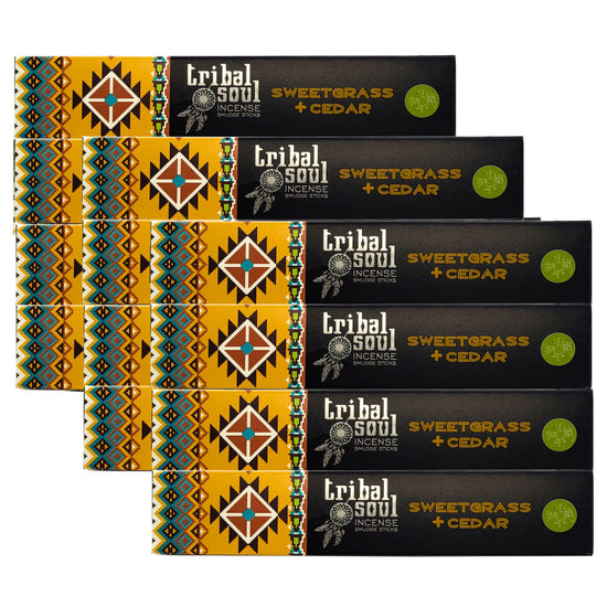 Sweetgrass + Cedar 15g 8" Incense Pack, by Tribal Soul