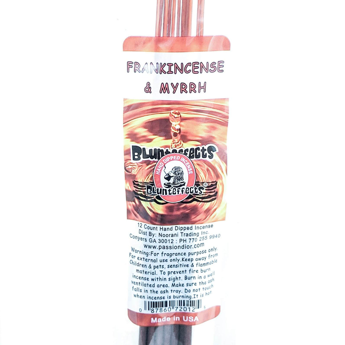 10.5" BluntEffects Incense Fragrance Wands, 12-Pack Frankincense & Myr